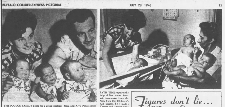 The Poulos Triplets 1946 | Baby History – The Baby Historian